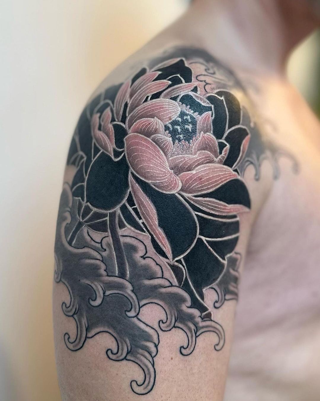 Japanese Lotus Tattoo Shoulder
