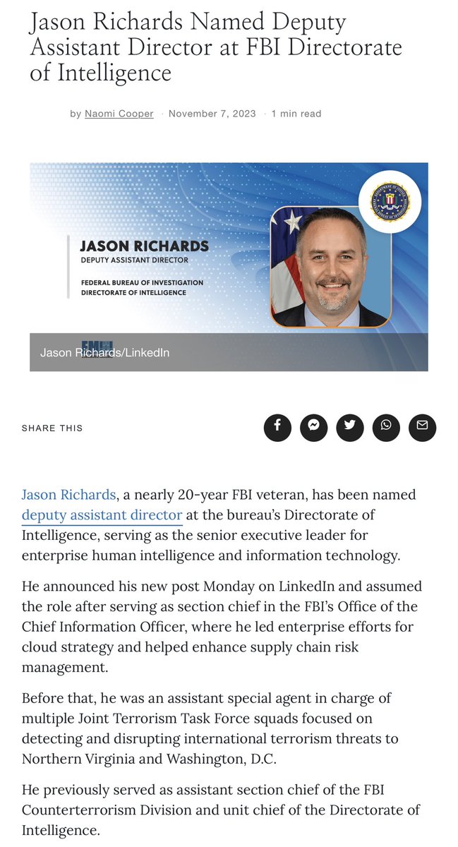 Current deputy assistant director of the F*B*I’s Directorate of Intel ...