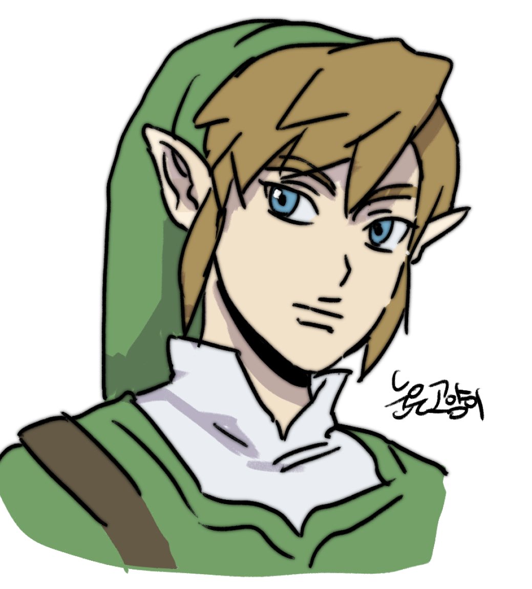 link pointy ears solo blue eyes glasses 1boy male focus parody ...