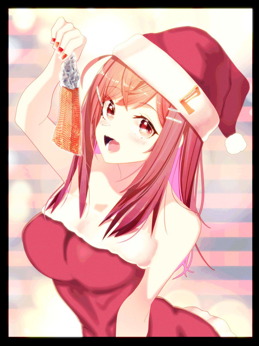 「サーモンチキン莉々華サンタ社長#ririkart 」|みくりうに⁂skeb募集中のイラスト