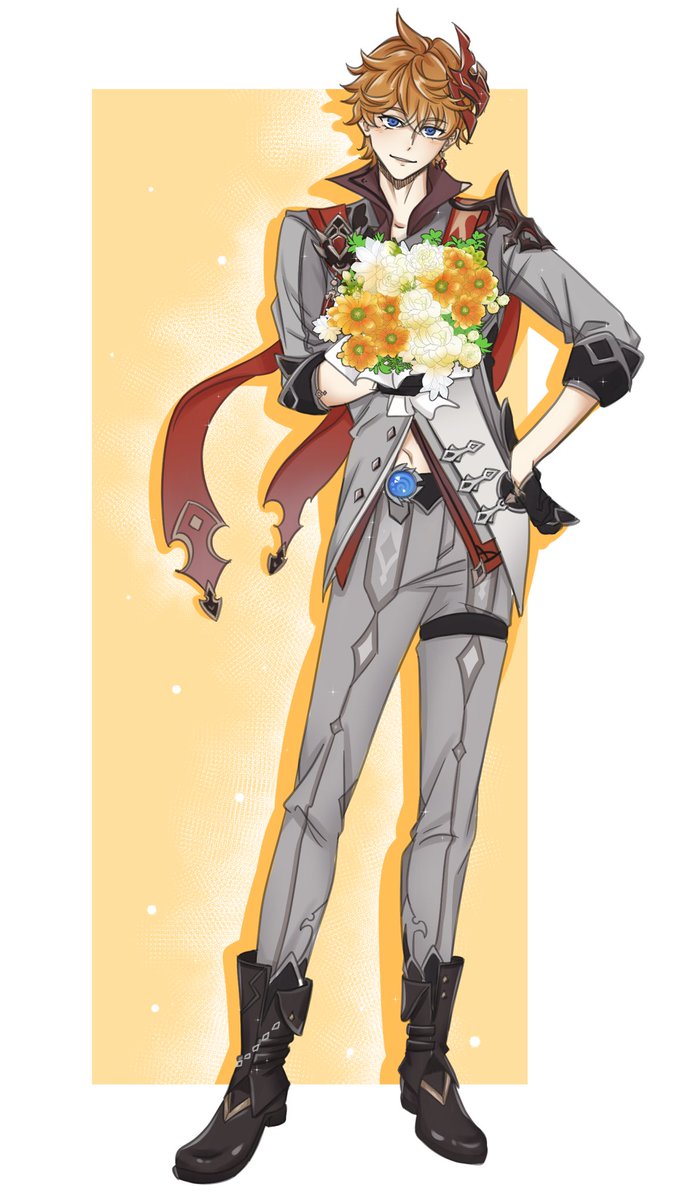 タルタリア(原神) 「childe for my art raffle winner thank y」|papaya | comms open!のイラスト