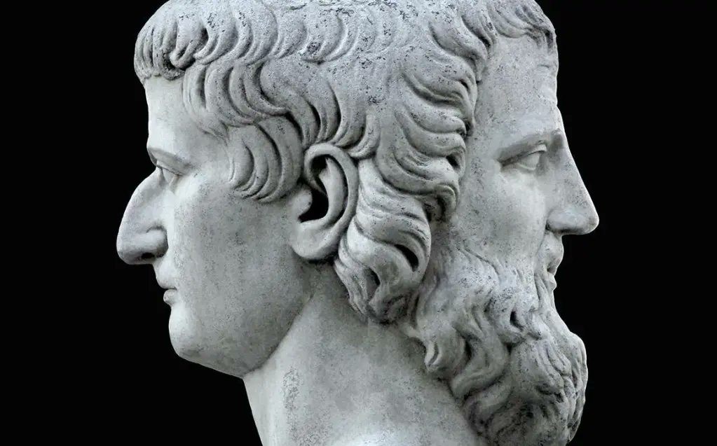 Roman God Janus Statue Wooden Janus Statue, Roman God Statue, Roman