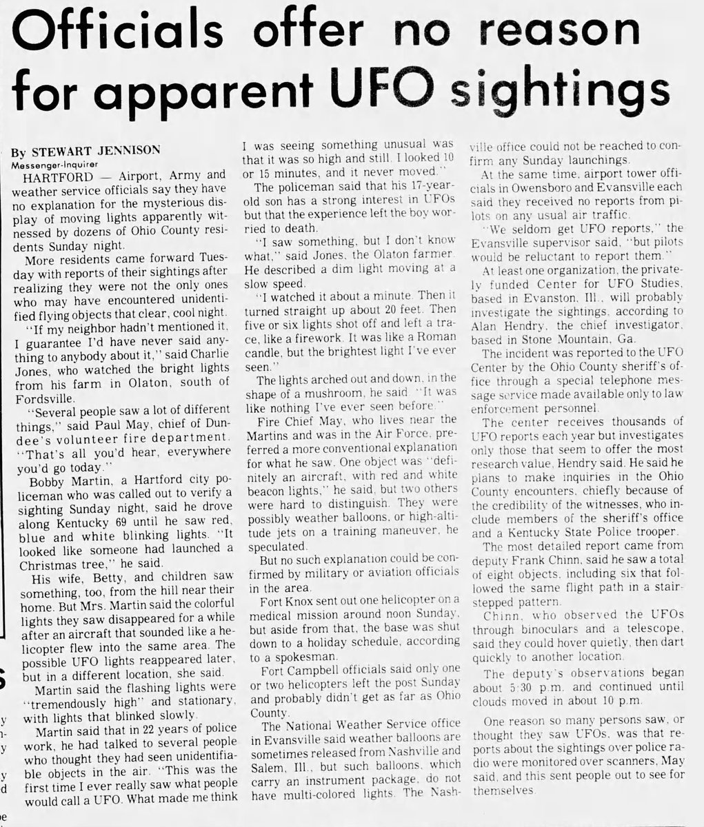 Stewart Jennison, "Officials offer no reason for apparent UFO sightings ...