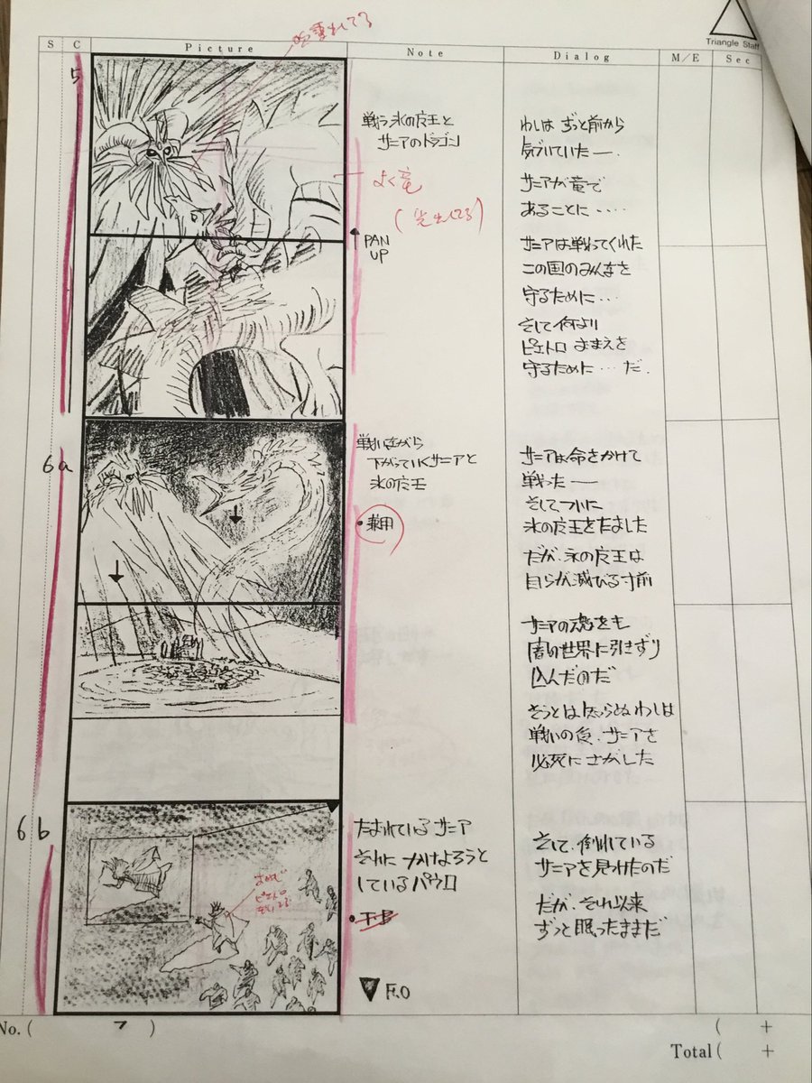 「ポポロクロイス物語 イベントメッセージ プロローグ〜第4部 パウロ王国とサニアの出会い〜ゴリオニア誕生編、の絵コンテ。第」大橋学公式サイト Mao Cloudの漫画