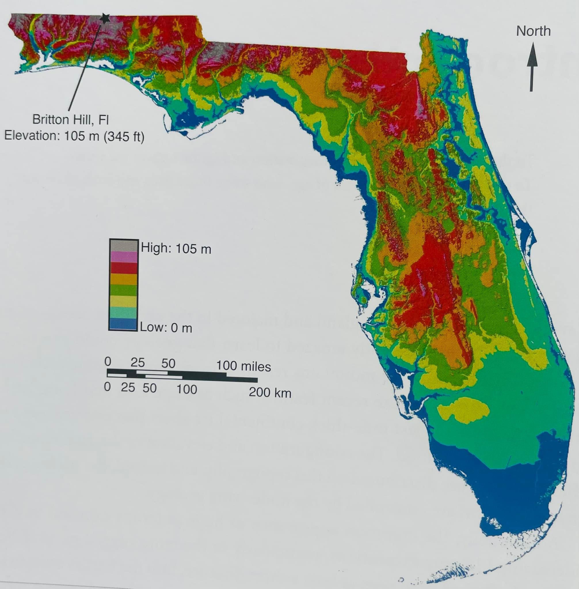 Elevation Map Florida Highest Elevation In Florida Map Table Rock
