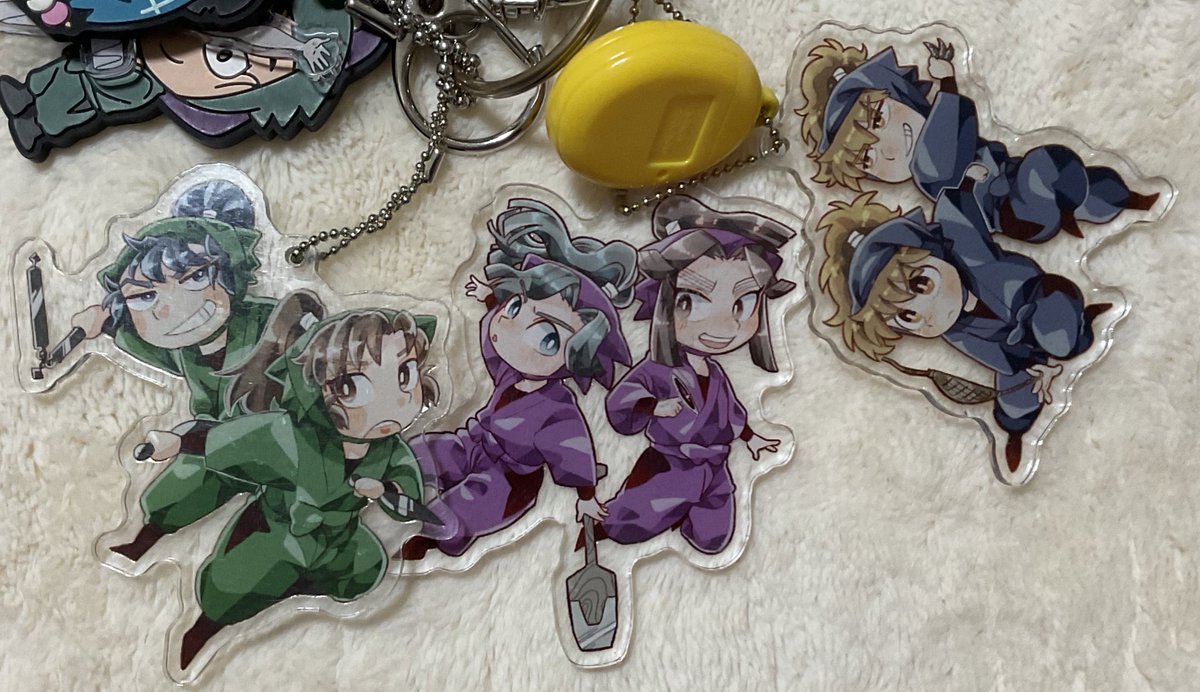 ninja green headwear grin long hair black hair chibi smile illustration ...