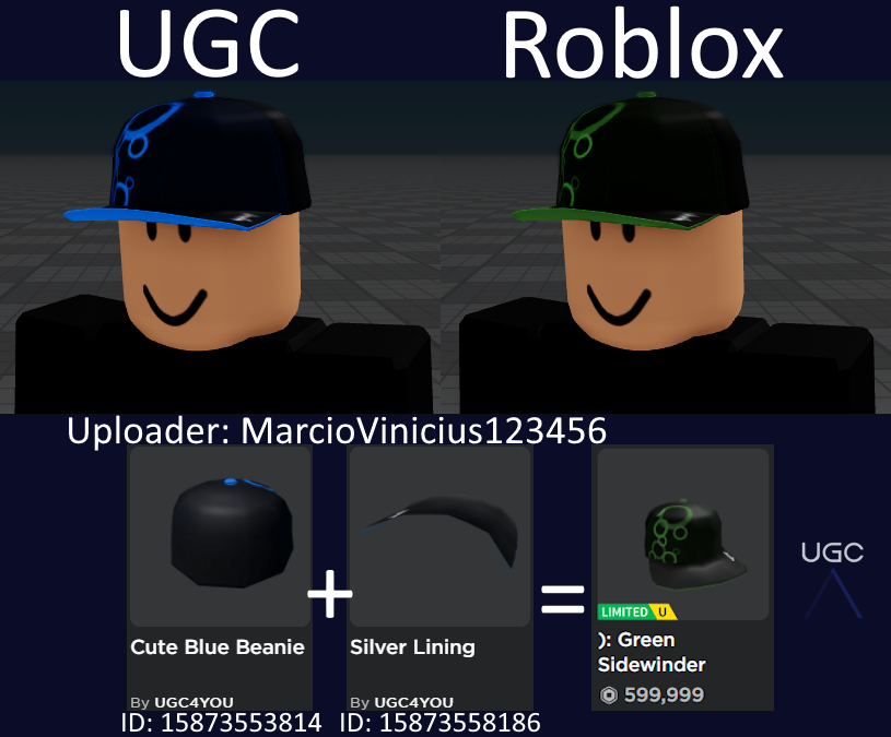 UGC creator "MarcioVinicius123456" uploaded a 1:1 recoloured copy of ...