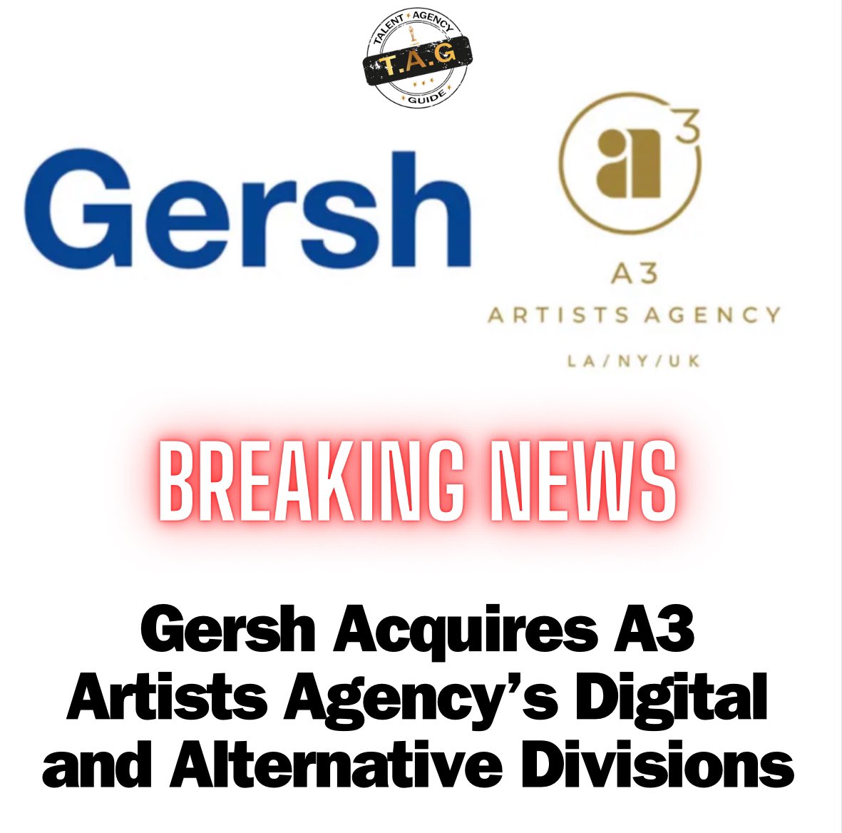 Gersh has recently obtained A3 Artists Agency's digital and alternative ...