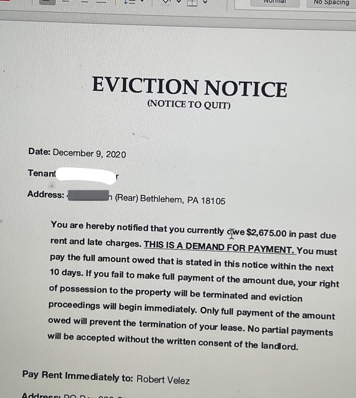 Pa Eviction Notice