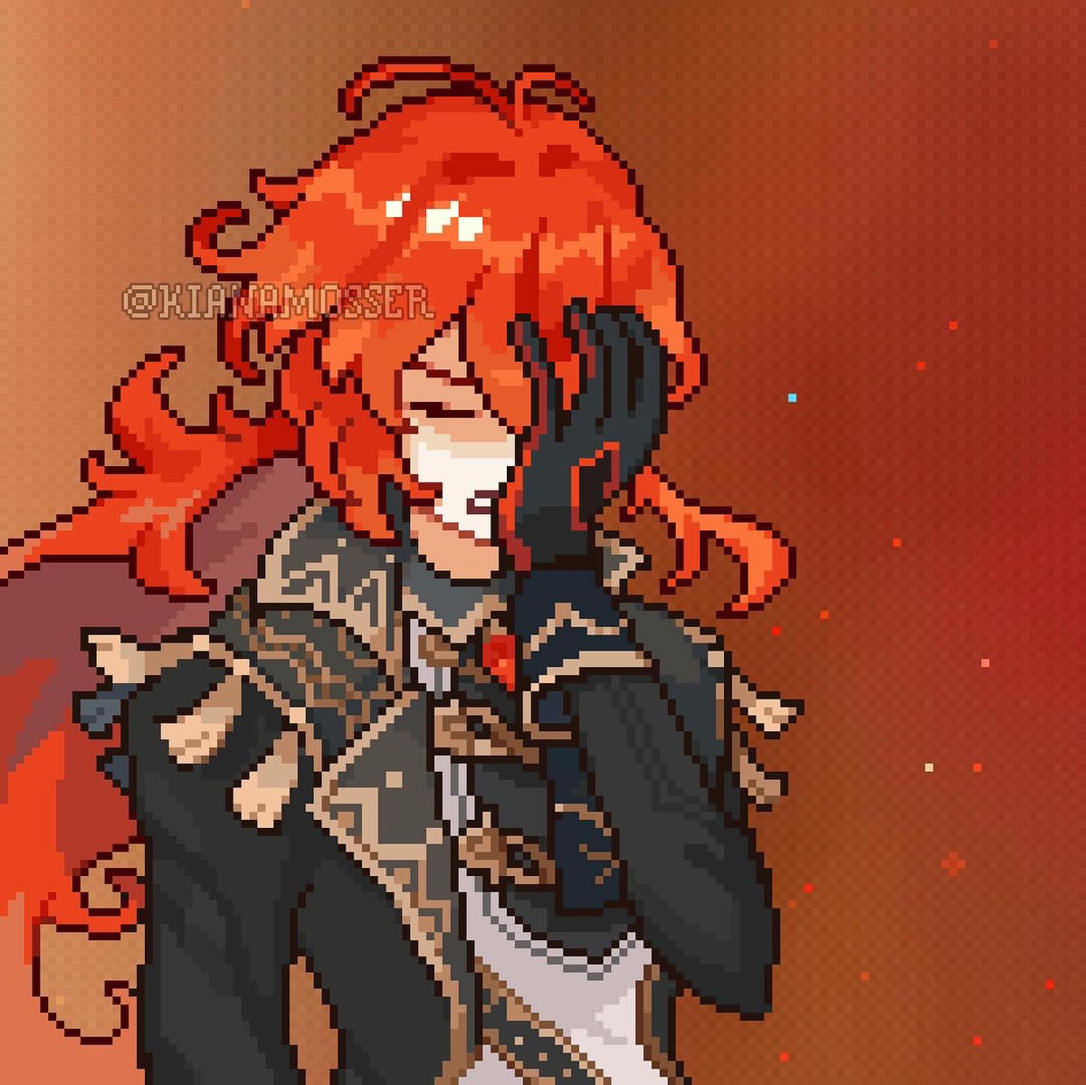 ガイア(原神) 「Kaeya and Diluc pixel portraits #Genshin」|Kiana Mosser 🐇のイラスト