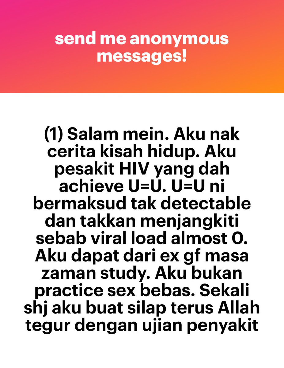 Sharing dari pesakit HIV. - Thread from 🔺meingl🔻 @meinmokhtar - Rattibha