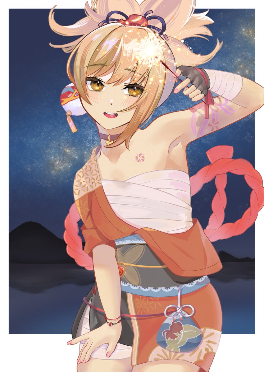 宵宮原神 「宵宮 『花火見いひん』 原神 宵宮イラストコンテスト」あきおのイラスト
