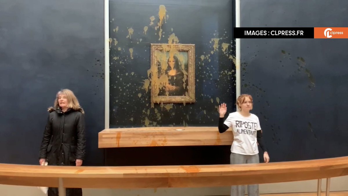 Protesters Hurl Soup at Mona Lisa in Louvre | arabtimes Protesters Hurl Soup at Mona Lisa in Louvre | arabtimes