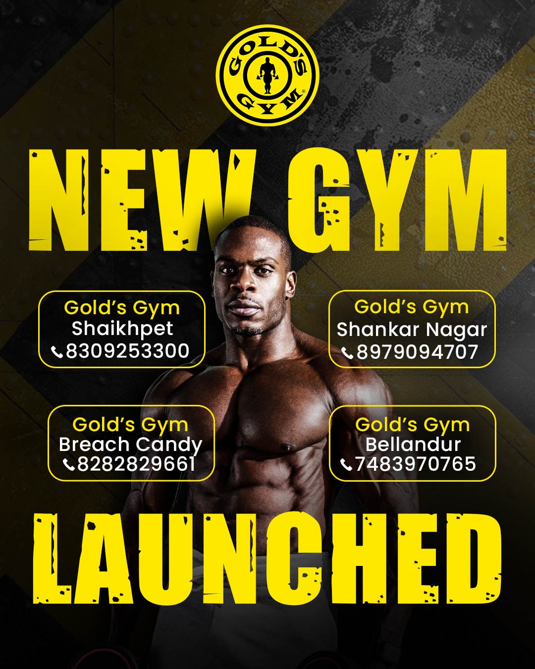 Golds Gym Poster Golds Gym Retro Print T Shirt Gold/Navy Urban Gym