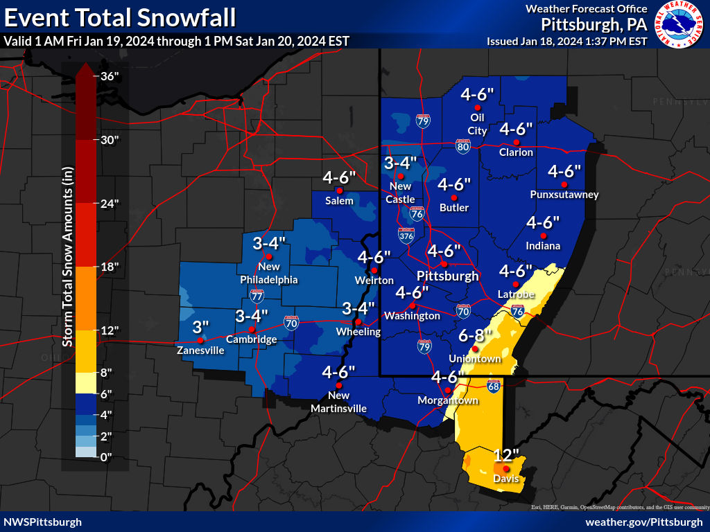 Pittsburgh Snow Total Map Pittsburgh Weather: Winter Weather Advisory