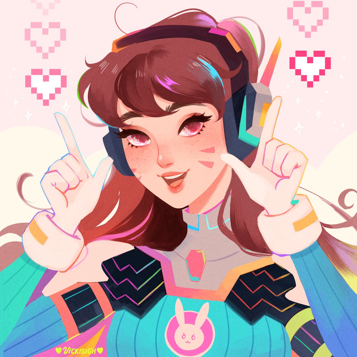 D.Va(オーバーウォッチ) 「hello friends! happy shop restock day!」|vicki のイラスト