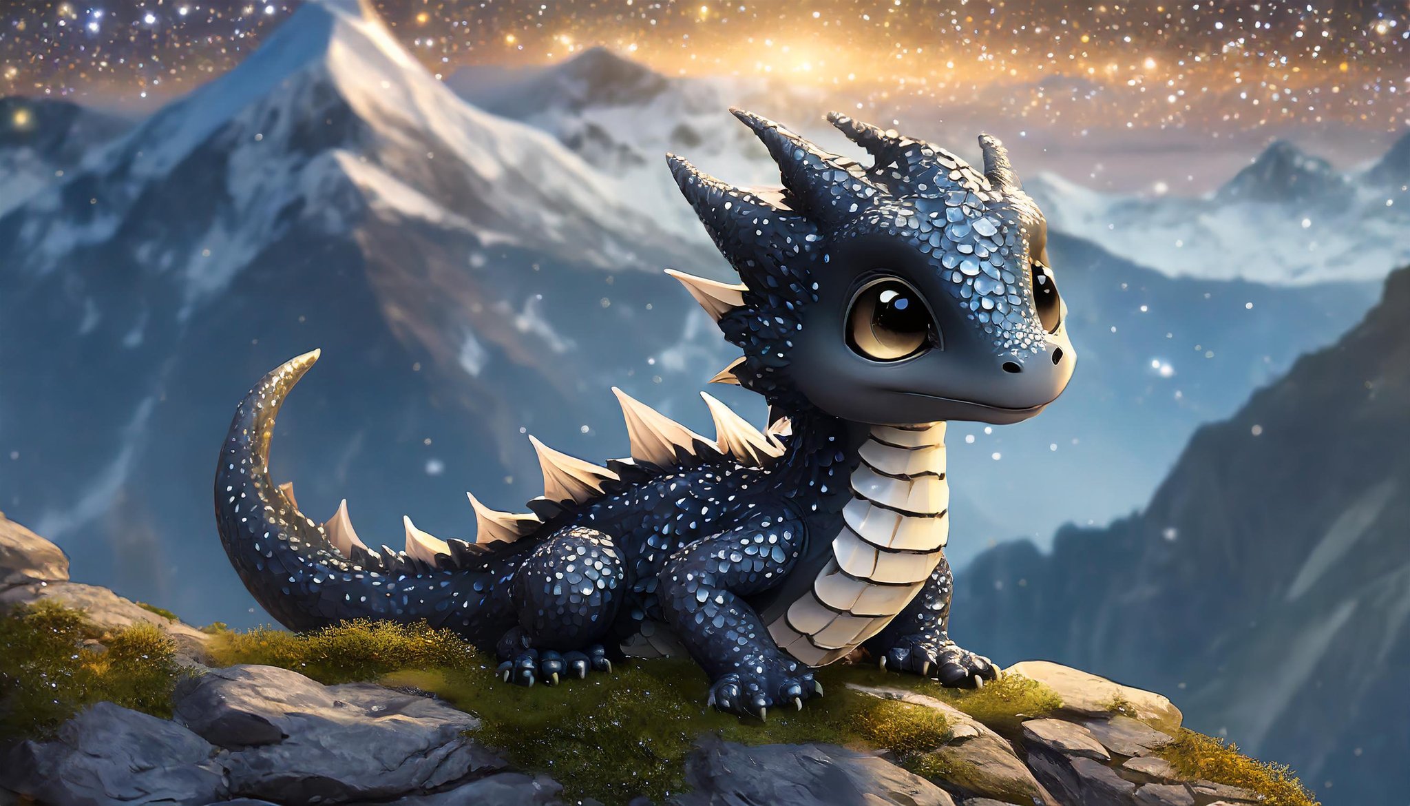 Cute Baby Black Dragon