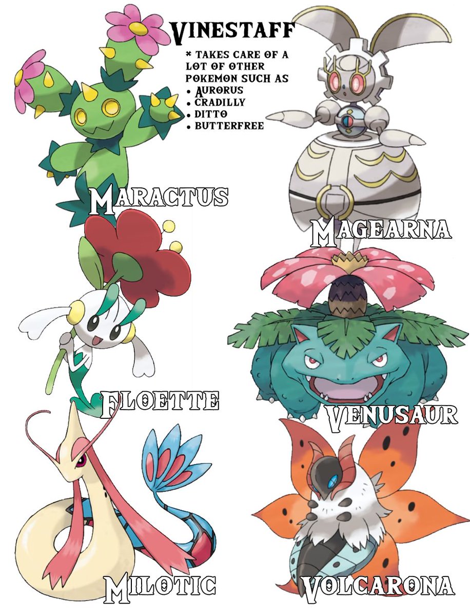 VINESTAFF • Maractus • Magearna • Floette • Venusaur • Milotic ...