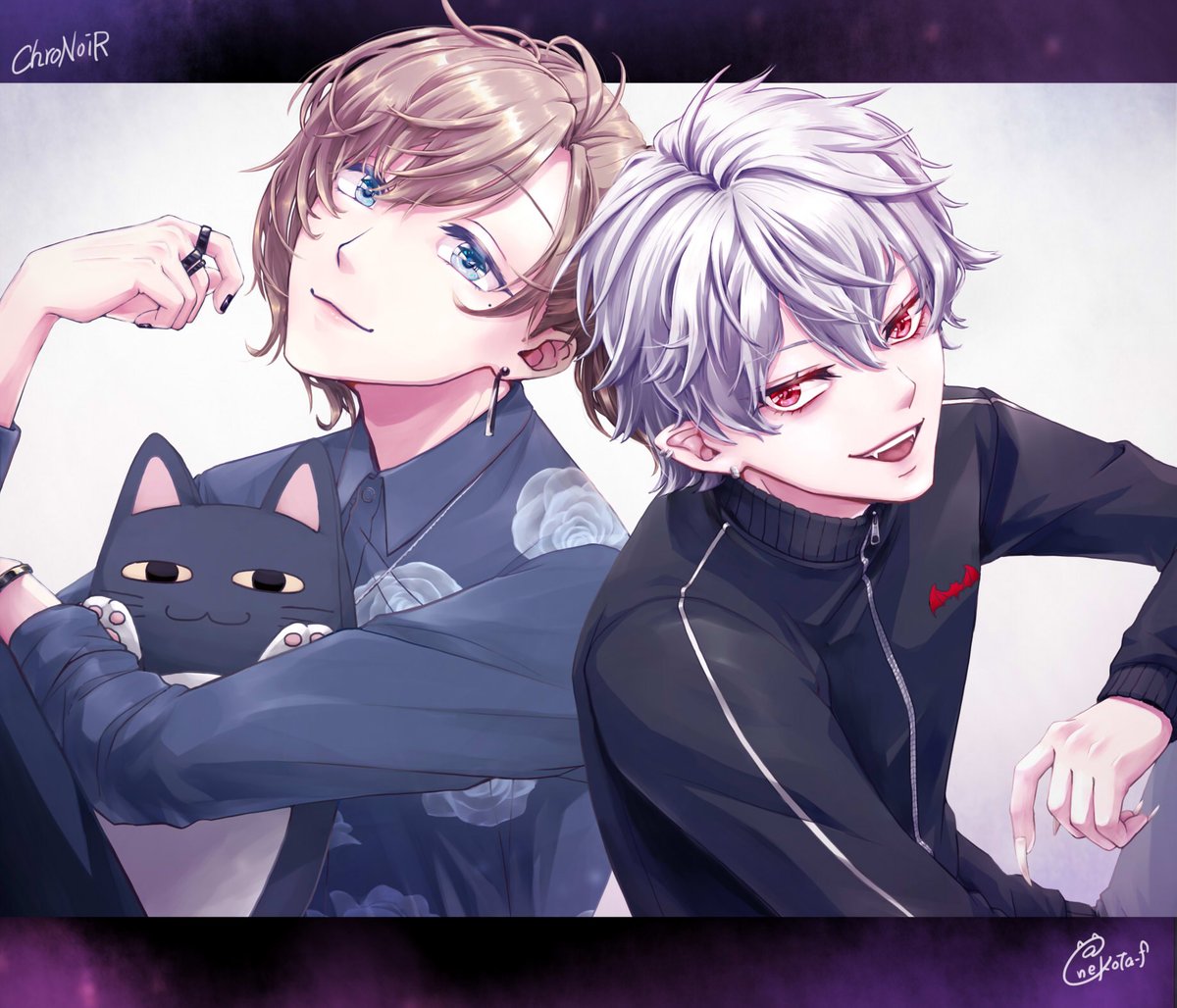 葛葉(にじさんじゲーマーズ) 「#くろのあとりえ #かな絵 #KuzuArt 年末に出会って、沼に浸かりまし」|🍇n e k o t a🍇のイラスト