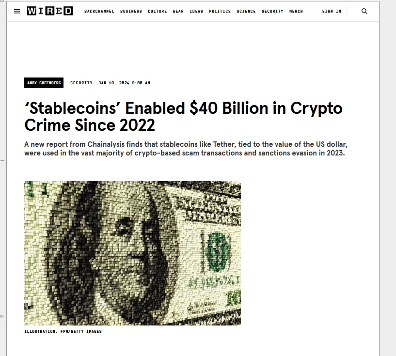 "A new report from Chainalysis finds that stablecoins like Tether, tied ...