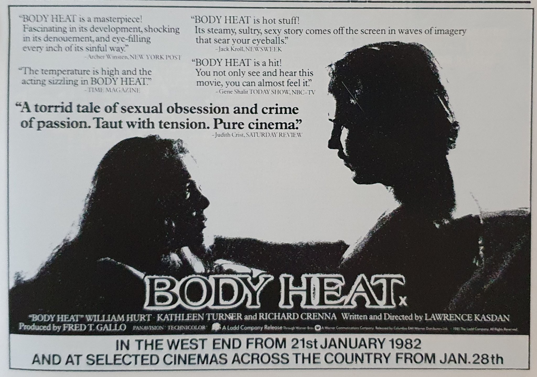 Body Heat 1981 Poster Body Heat Blu Ray Kathleen Turner