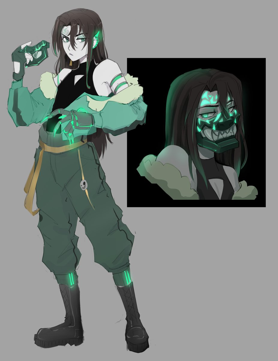 「Qi Rong in Cyberpunk AU #HeavenOfficial」|🍄Maru | art comms open!のイラスト