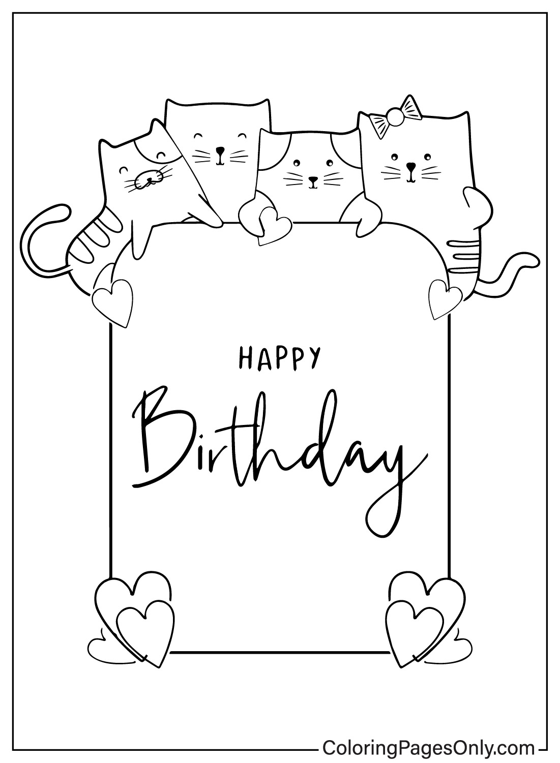 Happy Birthday Cat Coloring Page 10 Adorable Cat Coloring Pages For