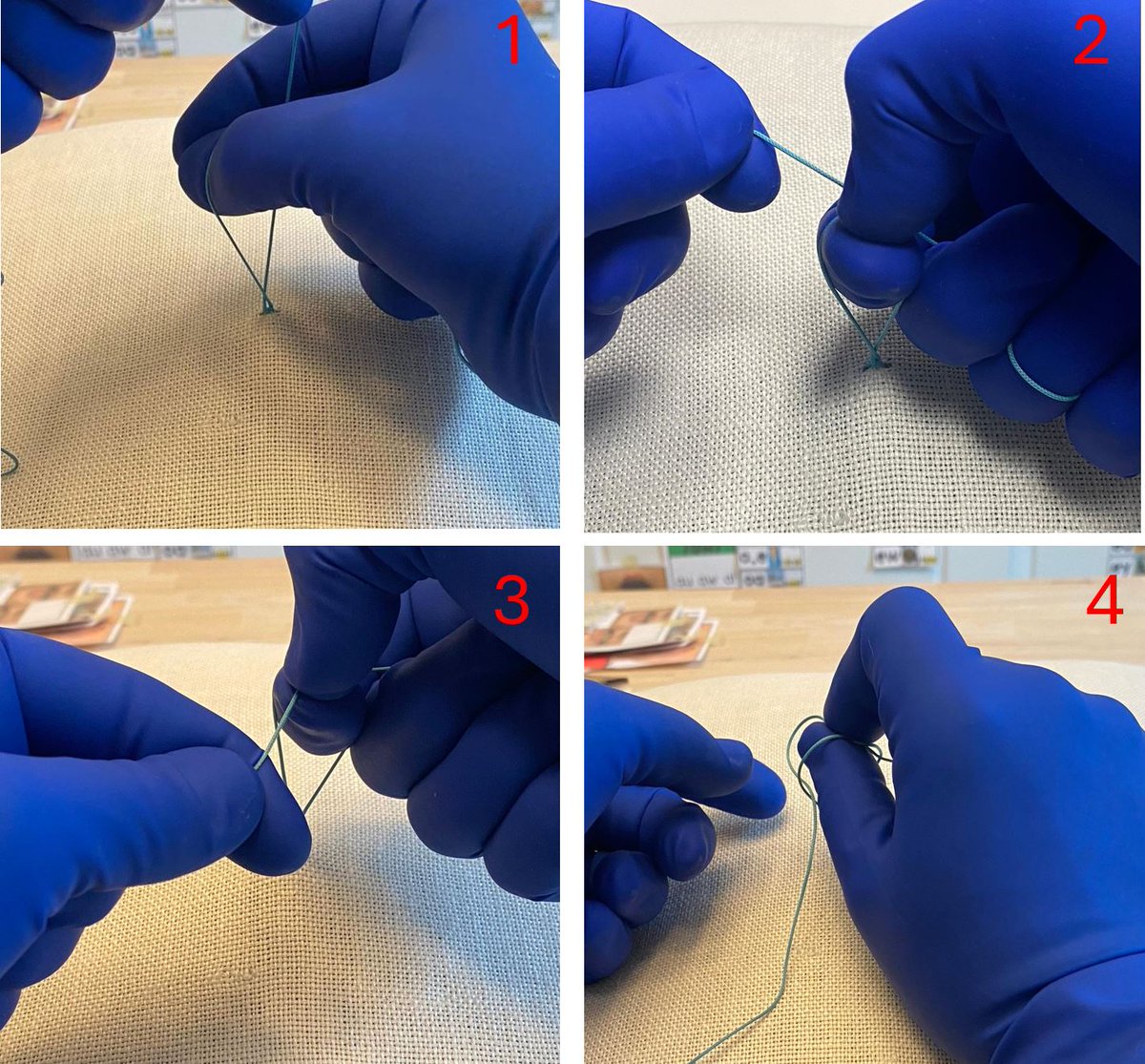 🧵regarding the technique of 2-handed knot tying: This one is for ...