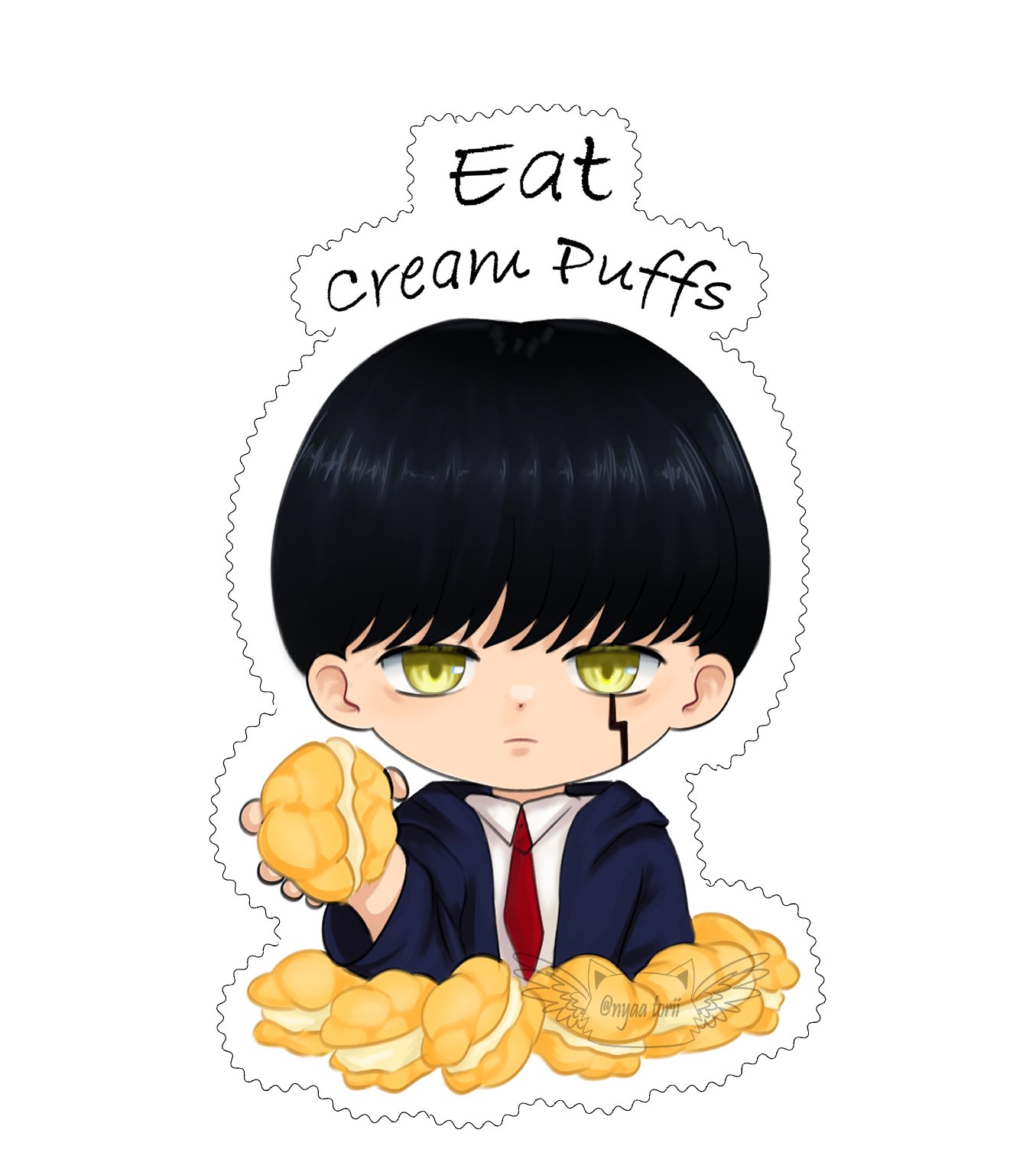 Chibi Anime Lindo Linda Chica Anime Chibi Caminando Con Un Gato Blanco