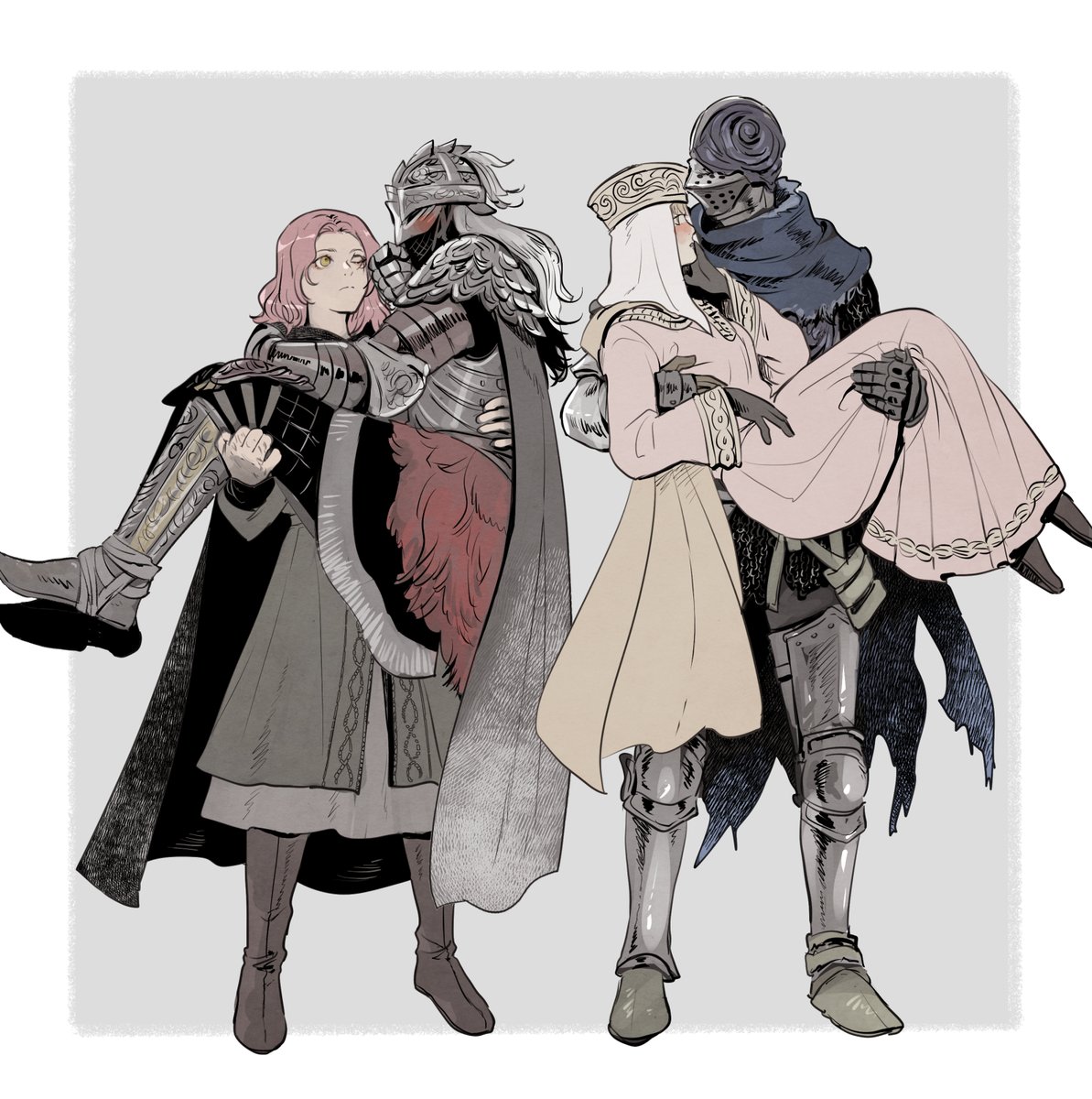 褪せ人 「ヴァイクと指巫女、褪せ人とメリナ 」けろのイラスト