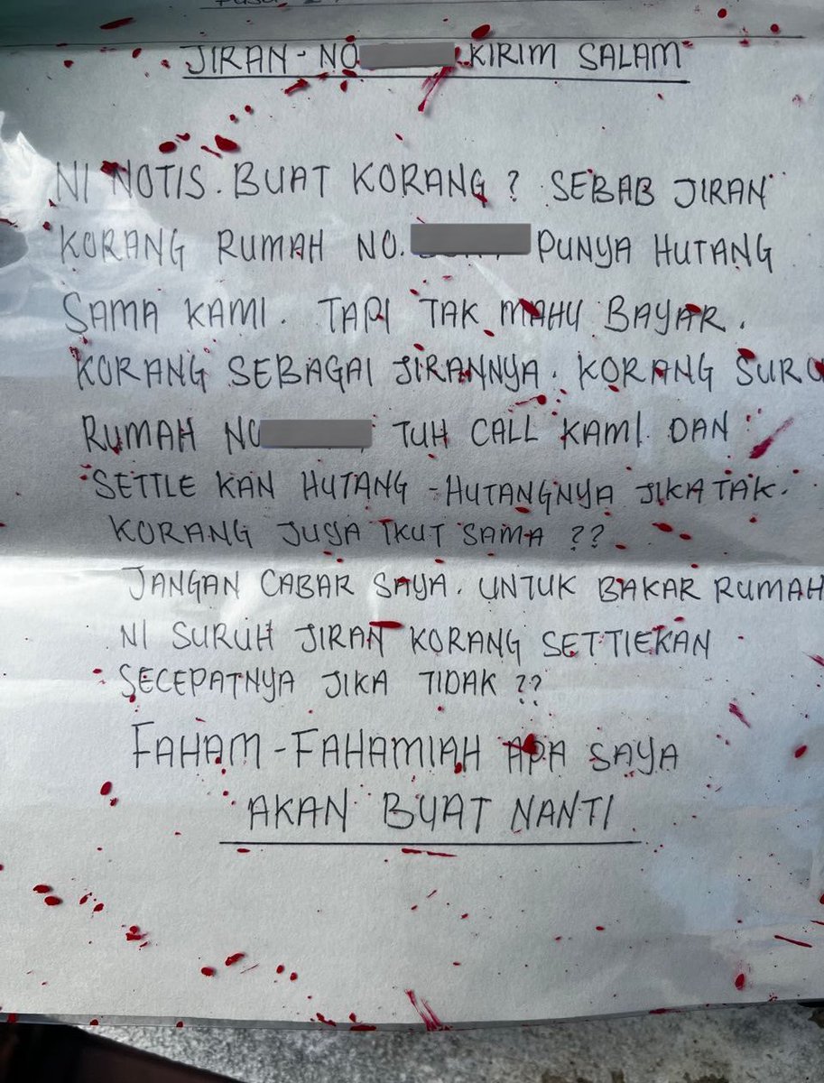 Menakutkan MO Along sekarang ni, jiran tak bayar hutang, sampai jiran2 ...