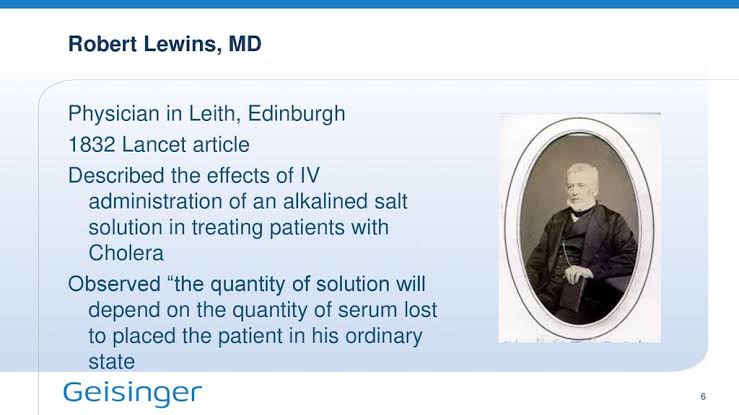 Dr William Brooke O’Shaughnessy, an Irish physician in 1831 recommended ...