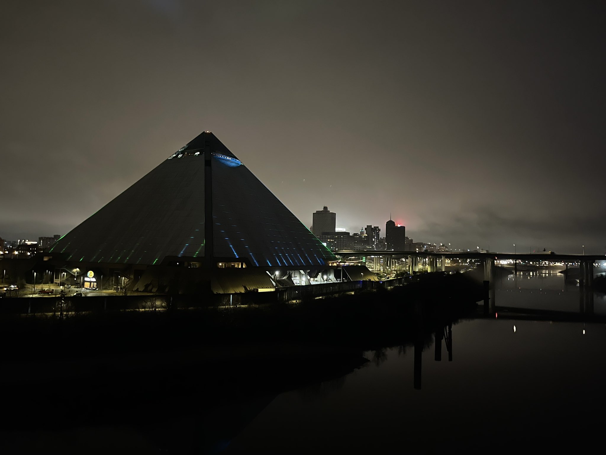 Memphis Skyline At Night Aerial View Downtown Memphis Skyline
