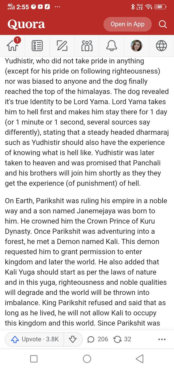 So main quora par kuch mahabharat related padh rhi thi to Iss bande ka reply mujhe bahut hi ...