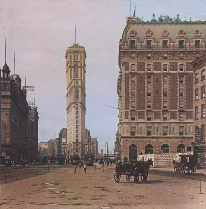 Times Square, New York City 1908 AD : The origin of this place was ...