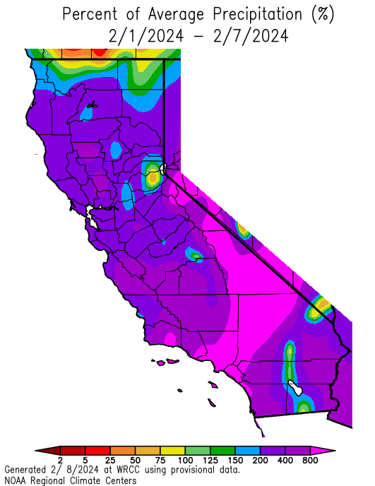 California Annual Rainfall Map