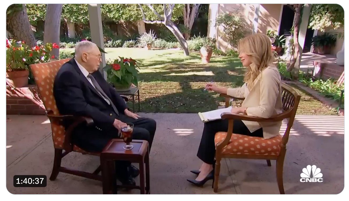 In 2023, CNBC’s Becky Quick visited Charlie Munger at his home for his ...