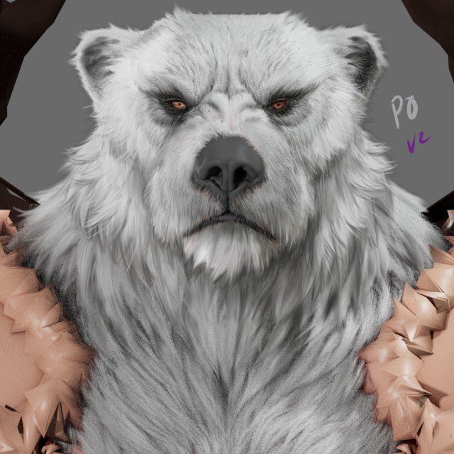 scar white fur 1boy no humans male focus bear scar on face illustration ...