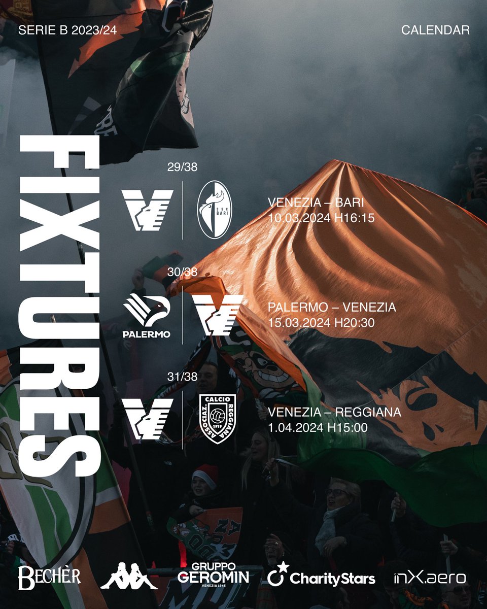 Venezia FC on X Serie B 23 24 upcoming fixtures. ArancioNeroVerde https t 02WpOynlIb X