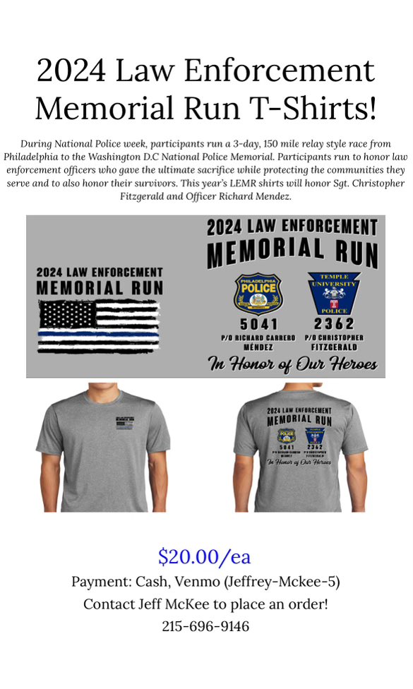 Philadelphia Police Memorial T Shirts