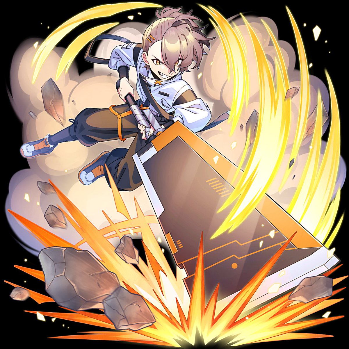explosion solo weapon pants debris sword smile illustration images