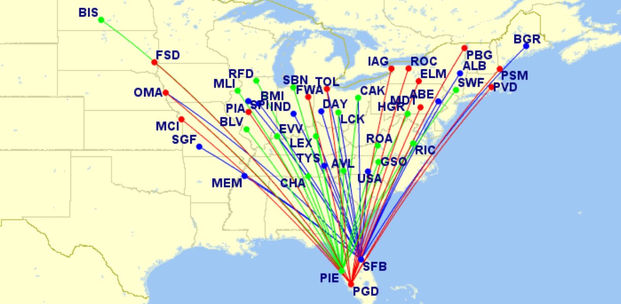 Route Map Allegiant Air Route Map Allegiant Air