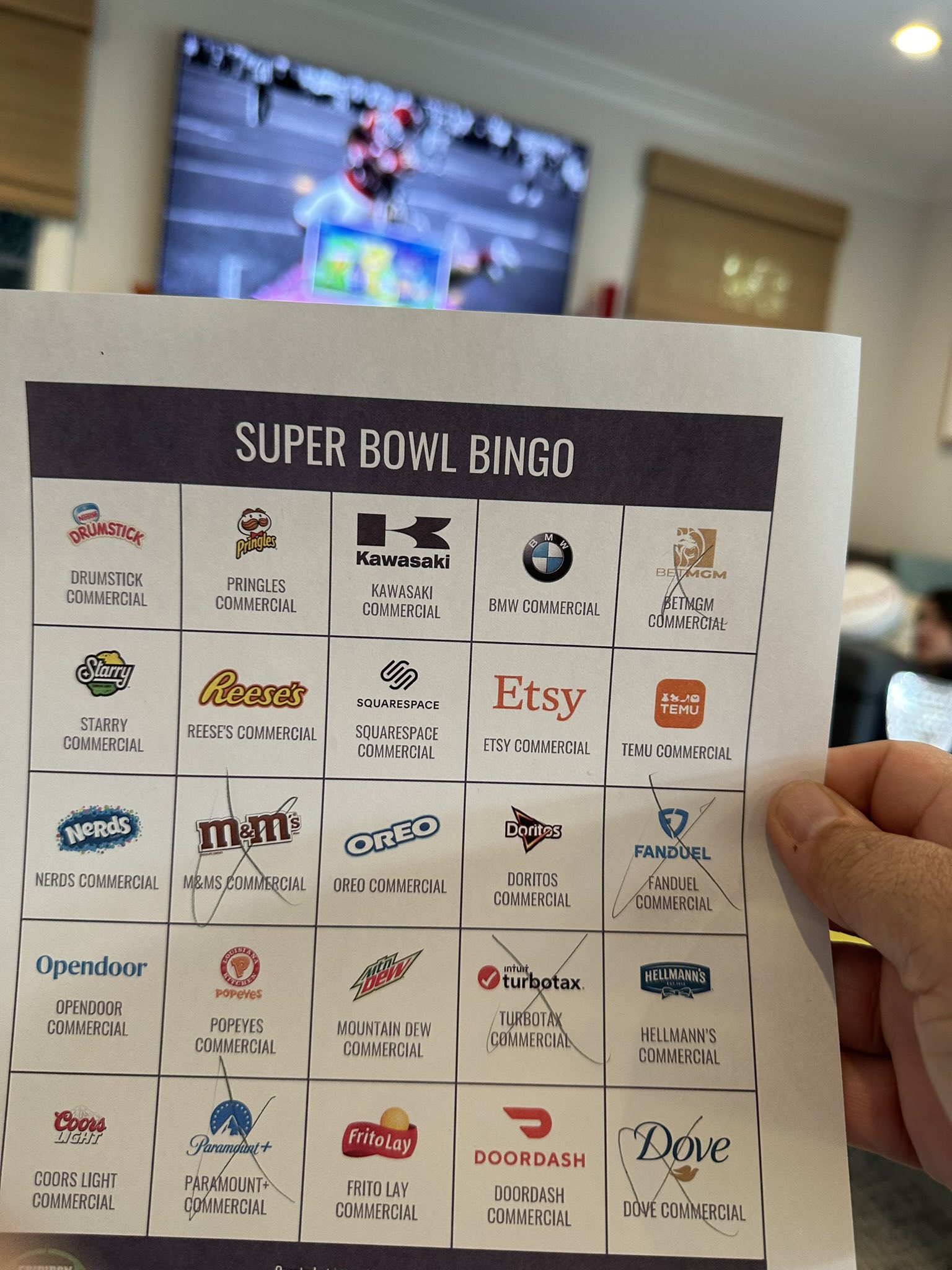 Printable Super Bowl Commercial Bingo BLOG | Preppingparties