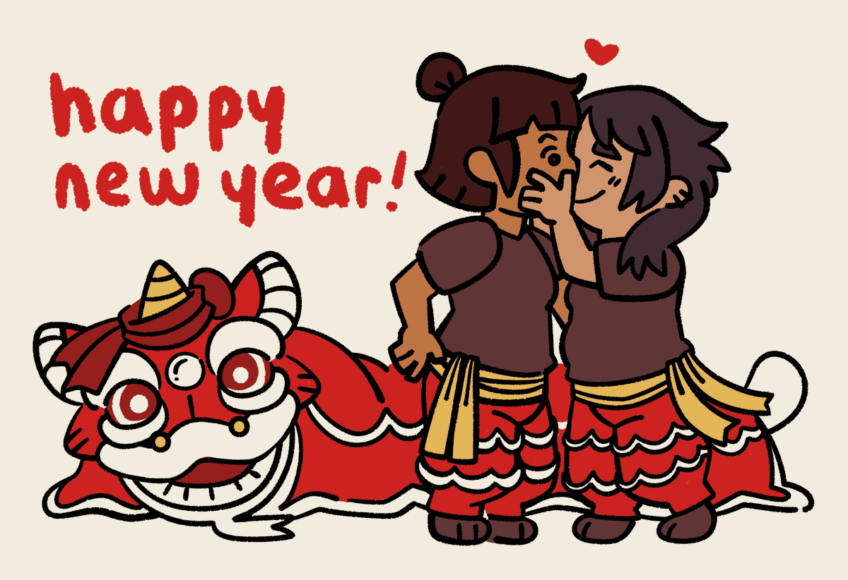「happy late lny! here are some lion dance」|FANG 🦕🍲 @ ART / COMM HIATUSのイラスト