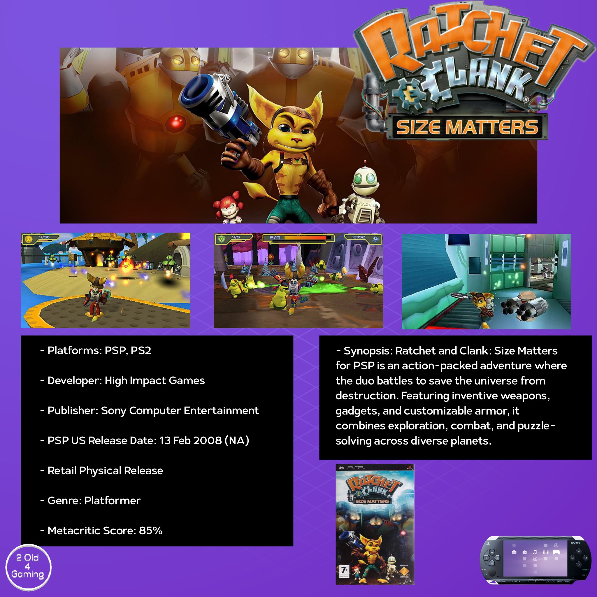 2 Old 4 Gaming on X Ratchet and Clank Size Matters was released on PSP 16 years ago today I enjoyed this game but I don t think I ever finished it. It