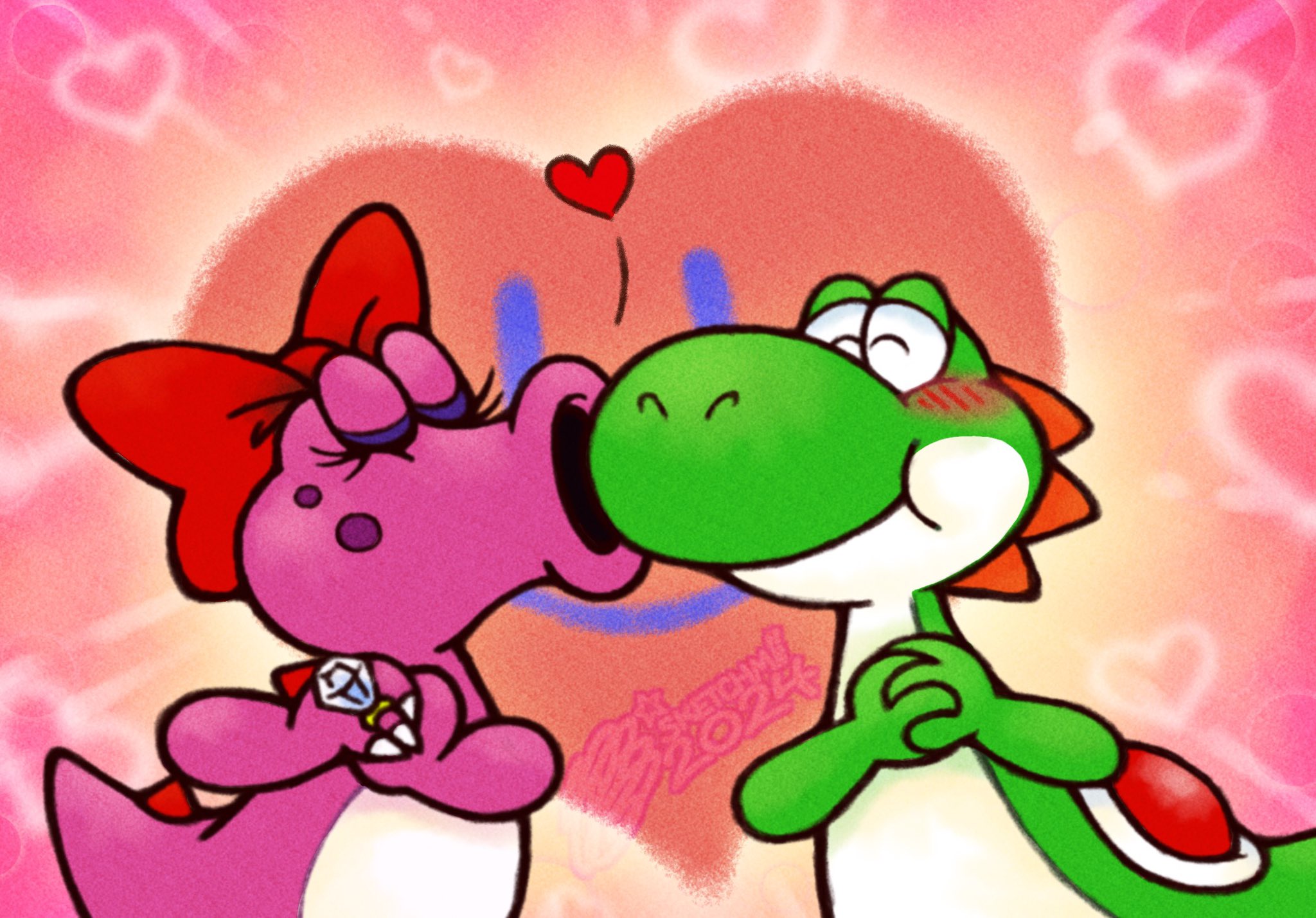 Yoshi Y Birdo Enamorados Poochy, Poochie, Craft World, Blu, Yoshi's