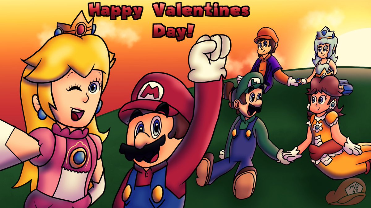 HAPPY VALENTINES DAY! Decided to draw Mario and Peach, Luigi and Daisy ...