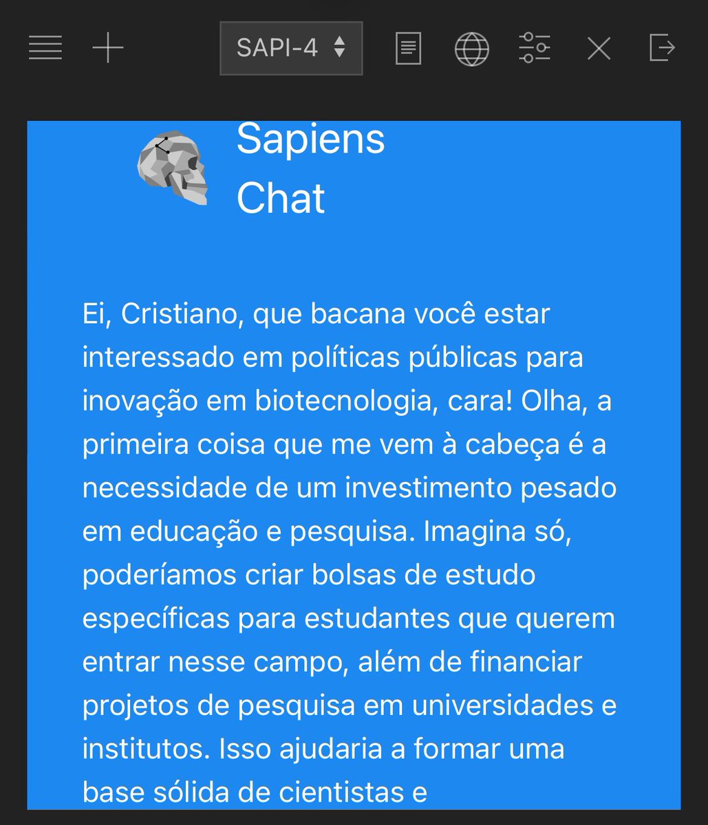 A IA brasileira Sapiens Chat é muito foda, segue um das características únicas que ela tem que é ...