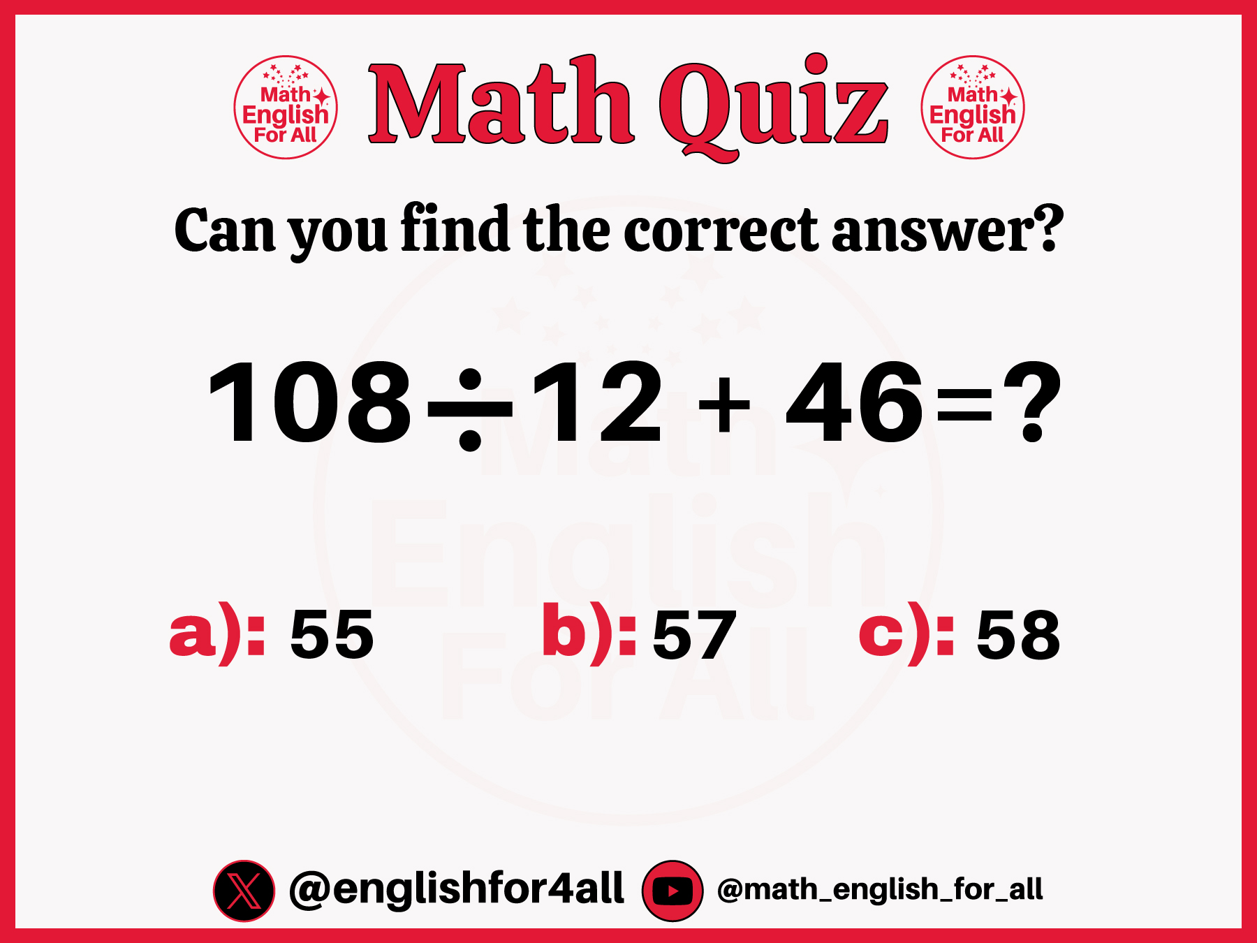 Easy Math Quiz Answers