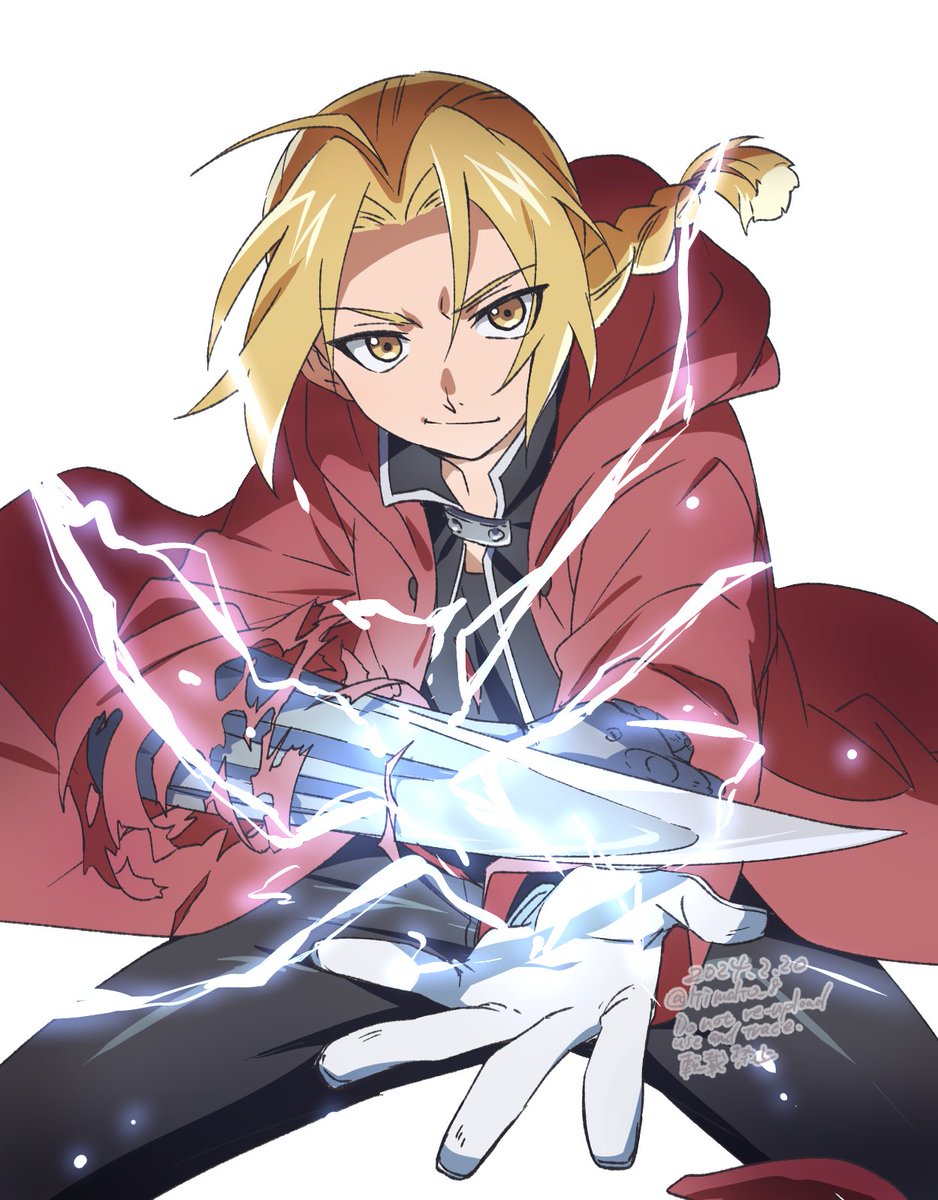 edward elric 1boy male focus blonde hair yellow eyes solo braid braided ponytail illustration images